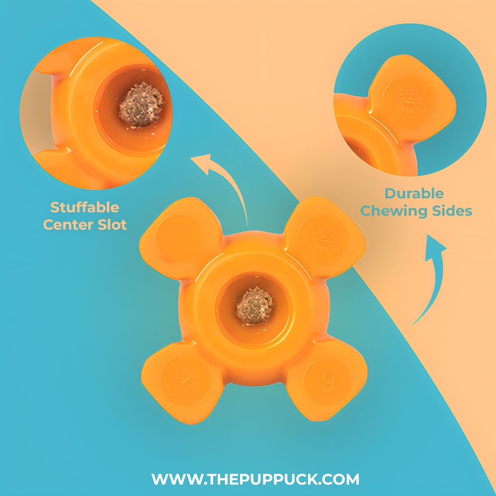 The Pup Puck OG Style Chew Toy for Aggressive Chewers in Orange: Long-lasting & Stuffable Chew ...
